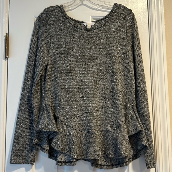 Tops | Cute Sparkly Ruffle Bottom Top With Draping On The Back | Poshmark